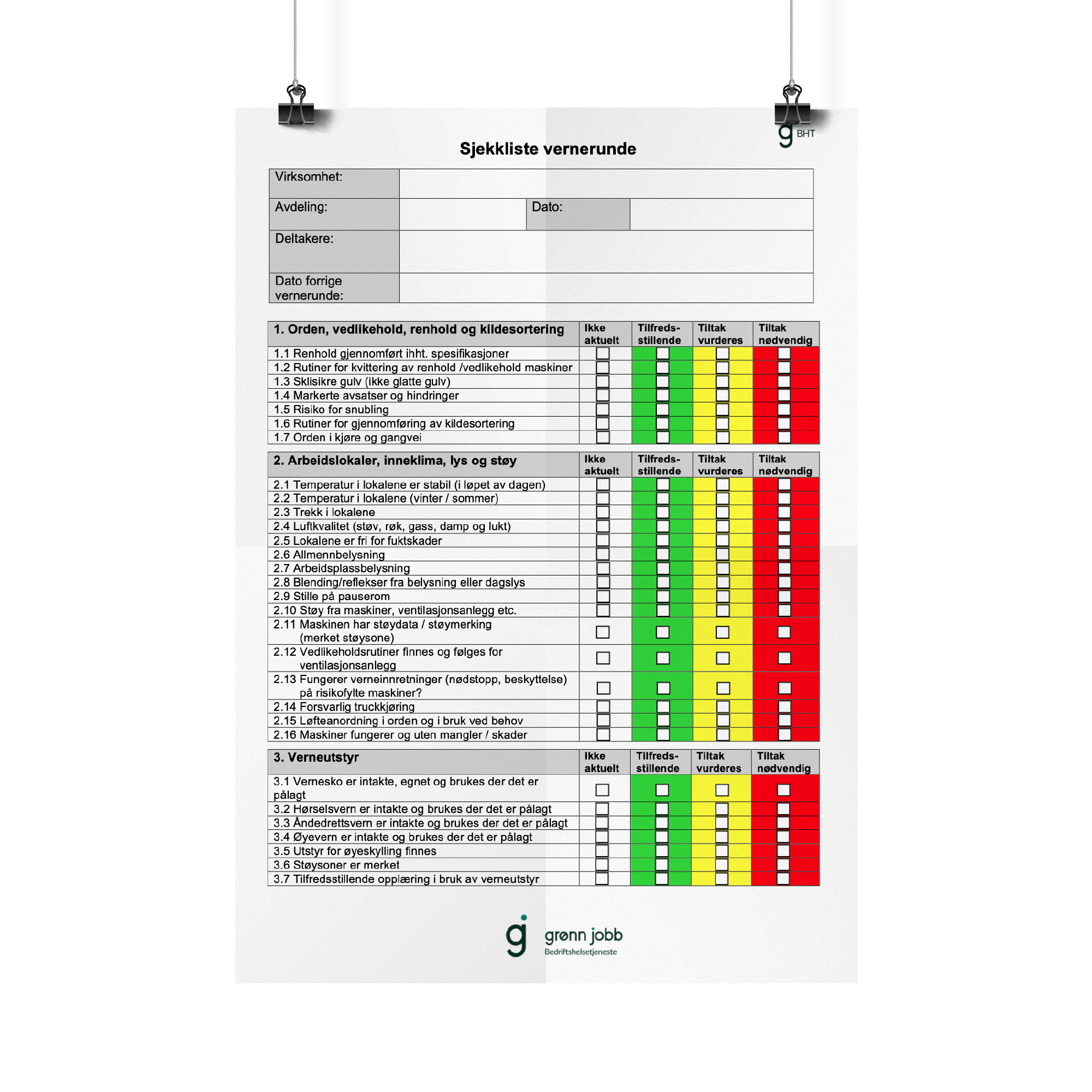 Last ned gratis: Sjekkliste for vernerunde